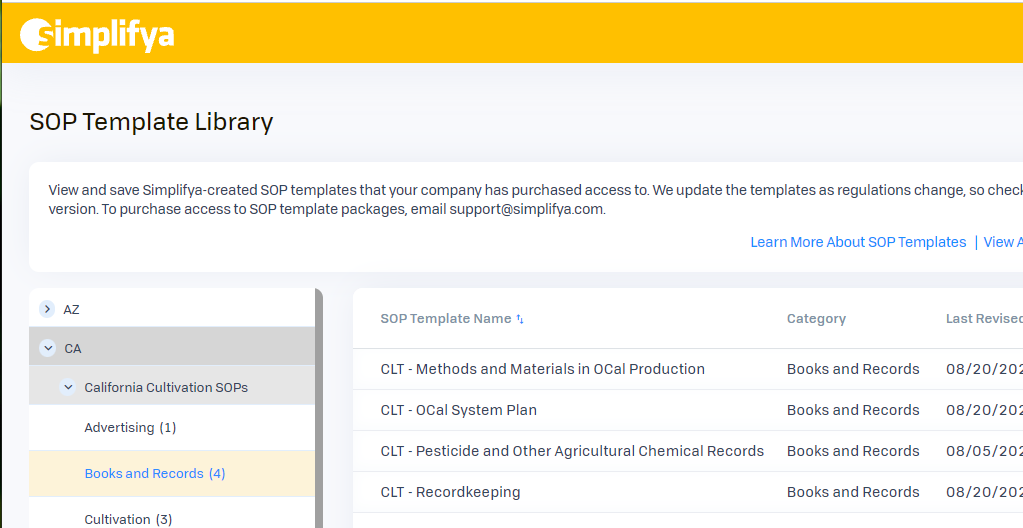 SOP Template Library: Previewing and Saving Templates – Simplifya Help ...